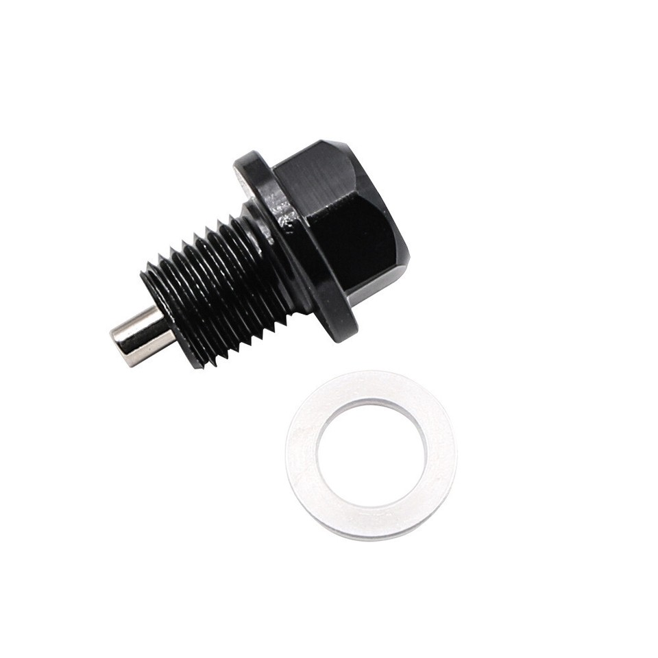 M12x1.25MM Anodized Engine Magnetic Oil Pan Drain Plug Bolt Black For ...