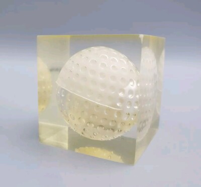 Golf Ball in Resin Lucite Paperweight - VINTAGE Office Decor Mancave | eBay