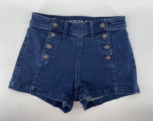 American Eagle Hi Rise Shortie Jean Shorts Womens Size 6 Blue Denim ...