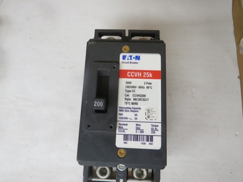 Eaton CCVH2200 Circuit Breaker 200 Amp 2 Pole 240V 25K w/ Mounting ...