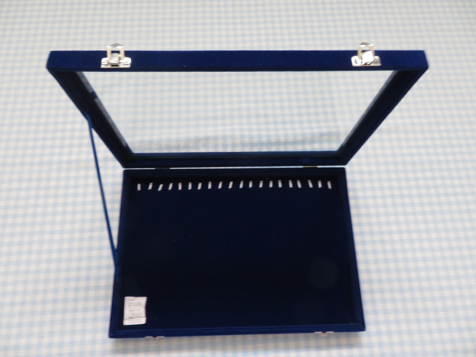 NEW JEWELRY BLUE VELVET DISPLAY CASE/ ORGANIZER BOX WITH GLASS WINDOW ...