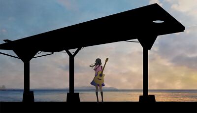 Anime manga monogatari series sunset sky guitar alone Custom Gaming Mat ...