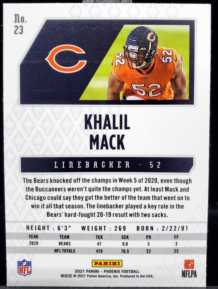 2021 Panini Phoenix Khalil Mack Fire Burst Fanatics Box Set Bears B165 ...