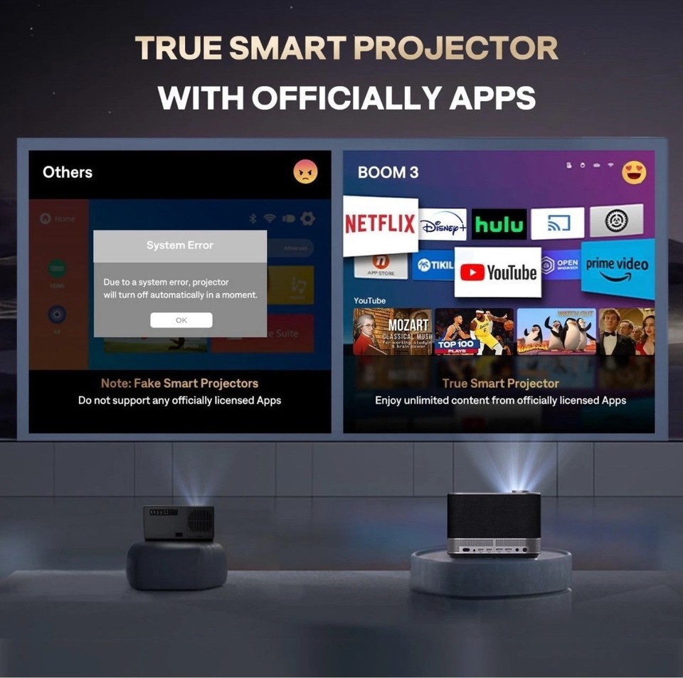 All-in-One Projector 4K, AURZEN BOOM 3 Smart Projector with WiFi and ...