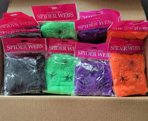 80 Piece Lot Halloween Spider Web Super Stretch Scary Party Decor ...