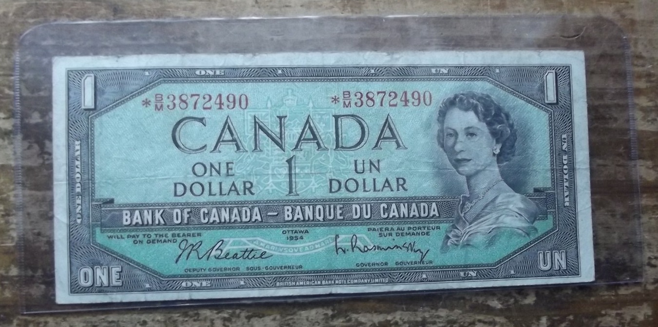 BANK OF CANADA 1954 $1.00 REPLACEMENT BANKNOTE CIRCULATED NOTE *BM ...