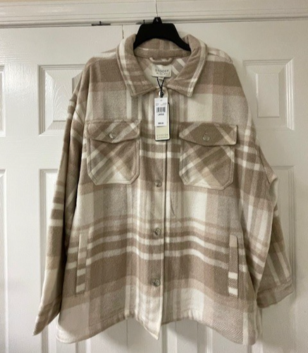 Stoosh Women’s Wool Like Plaid Jacket w/pockets Beige Off-White Sz ...