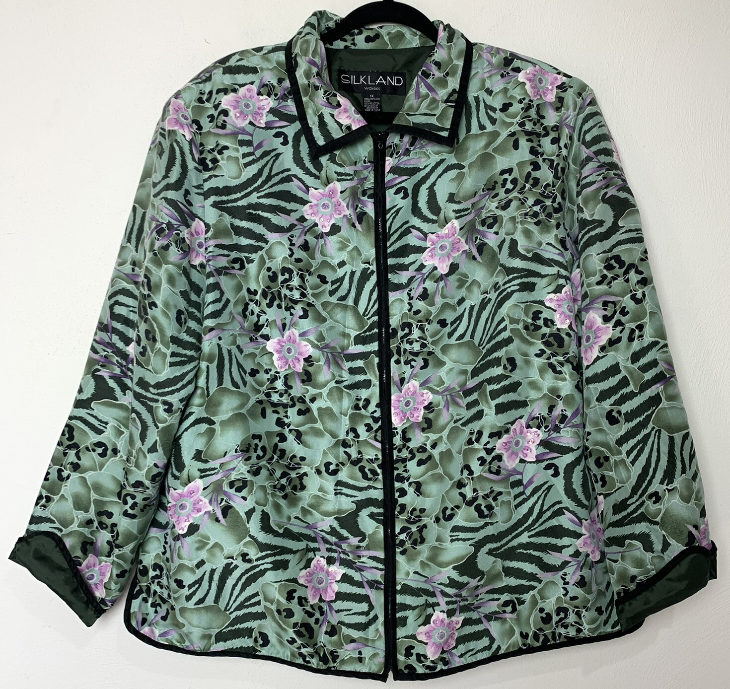 SILKLAND Womens 12 White Lightly Quilted Zip Up Long Sleeve Lined Jacket @ | eBay