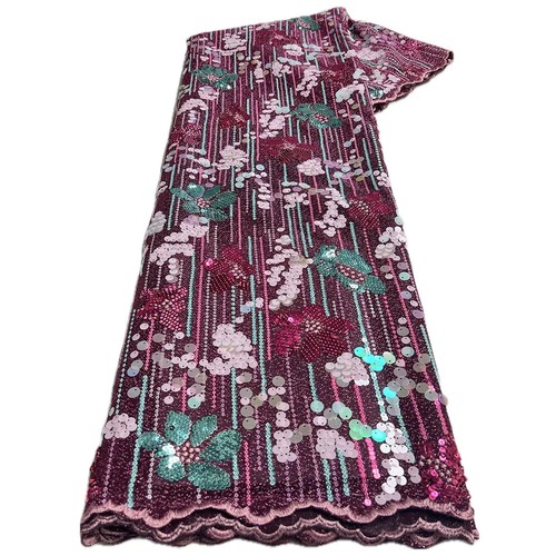 Flocking Velvet Lace Textured Mesh Tulle Net Fabric Sequins Nigeria ...