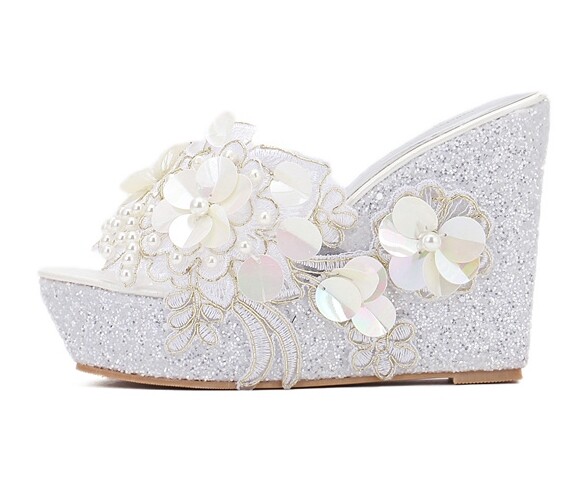 Ladies Flower Wedge Sandals | eBay