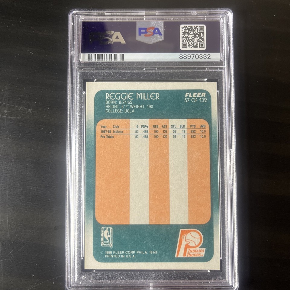 1988 Fleer Reggie Miller #57 Rookie RC PSA 9 MINT Perfect Centering! | eBay