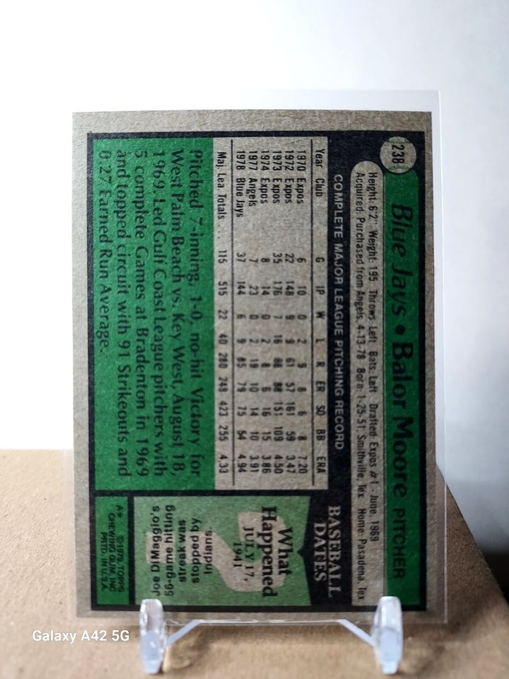 1979 TOPPS BASEBALL SET BREAK 238 BALOR MOORE BLUE JAYS | eBay