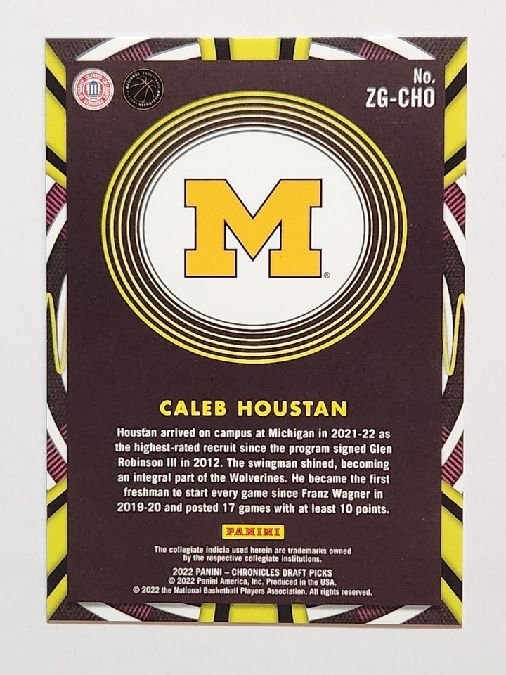 2022-23 Chronicles Draft Gamma Rays #ZG-CHO Caleb Houstan RC Rookie Red ...