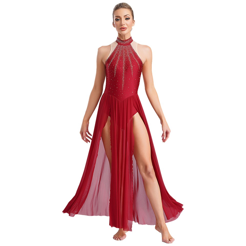 Women's Leotard Stage Dresses Ballet Dress Belly Unitard Keyhole Back ...