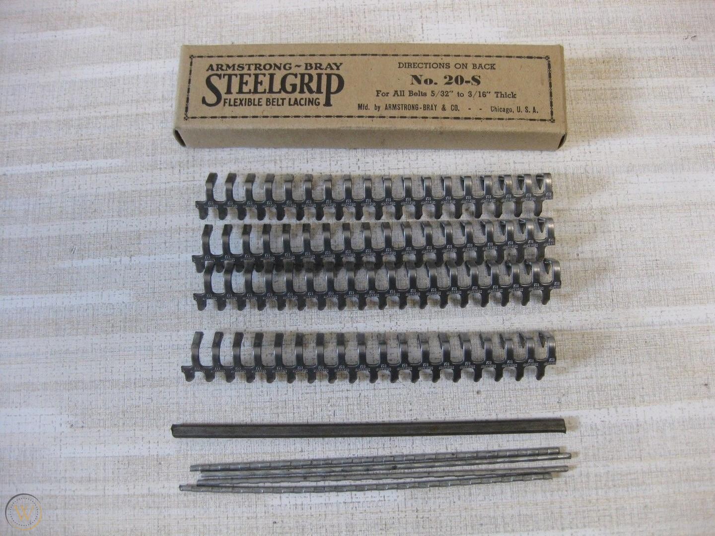 ARMSTRONG-BRAY STEELGRIP ALLIGATOR FLEXIBLE BELT LACING 20-S BELTS 5/32 ...