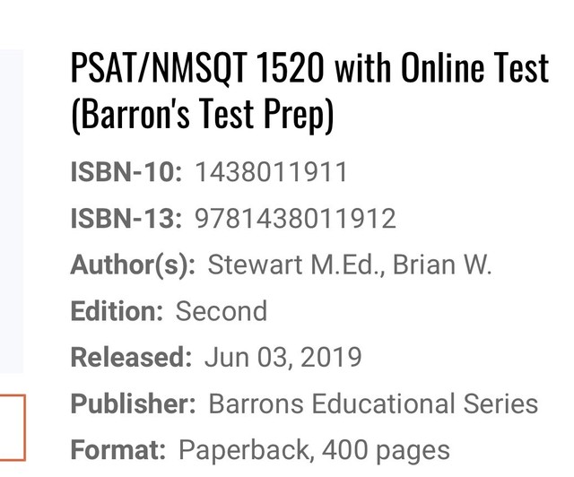 Barron's Test Prep Ser.: PSAT/NMSQT 1520 with Online Test by Brian W ...