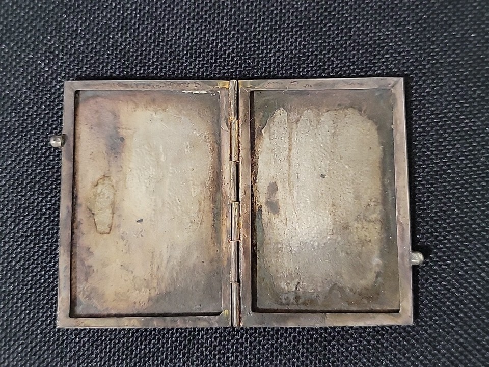 Antique Silver Card Case Bamboo Design Monogram DN Asian Export Style ...