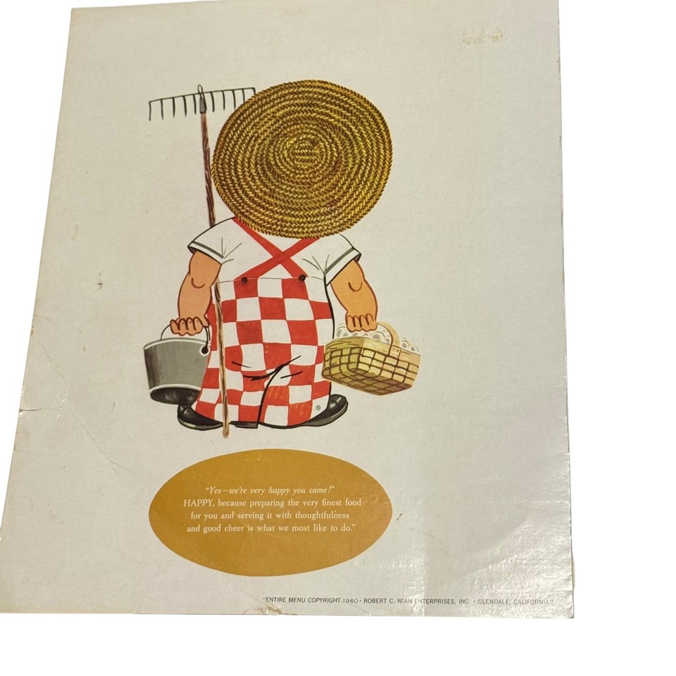 1960 Becker’s Big Boy Restaurant Diner Menu Robert C. Wian Enterprises ...