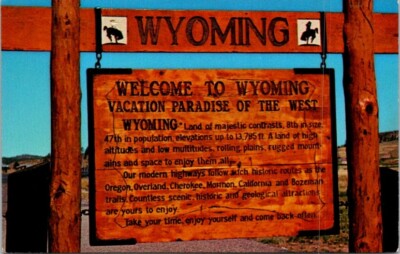 Vintage Postcard Welcome to Wonderful Wyoming WY Highway Sign 4672 | eBay