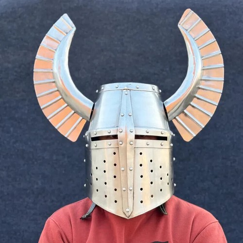 Medieval Teutonic Knight Horned Winged Helmet for Cosplay & Roleplay ...