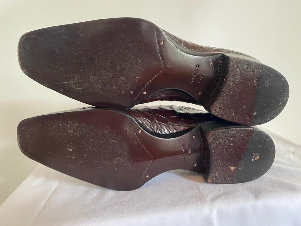 TOM FORD Mens Brown Alligator Polished Brogues Lace Up Shoes Box ...