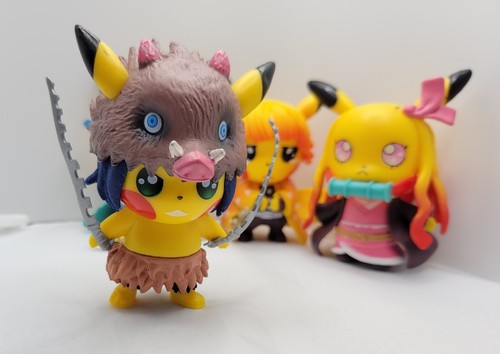Set Of 4 Pokemon Pikachu Demon Slayer Tanjiro Yaiba Netsuko | eBay