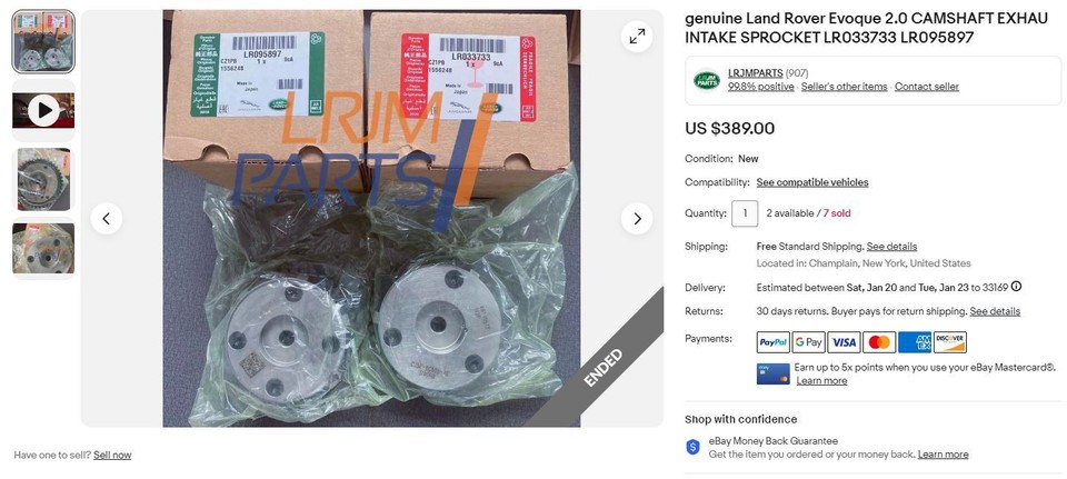 Genuine Land Rover Evoque 2.0 CAMSHAFT EXHAU INTAKE SPROCKET LR033733 ...