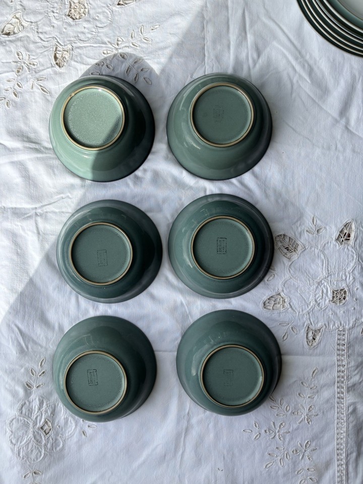 Denby Regency Green 6 Dinner Plates 6 Side plates 6 Bowls | eBay UK