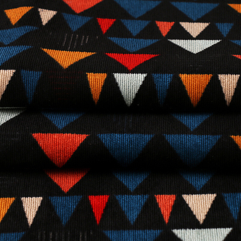 Geometric Triangles Print Corduroy Fabric Cloth Dress Clothes Sewing ...