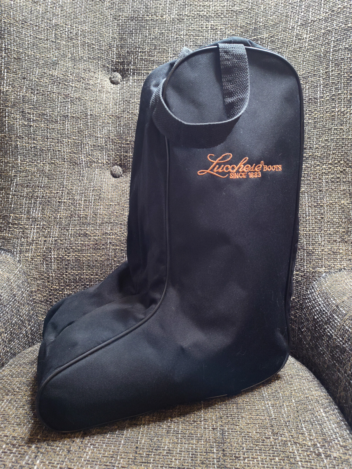 LUCCHESE Boot Bag Zippered Travel Embroidered Logo Bl… - Gem