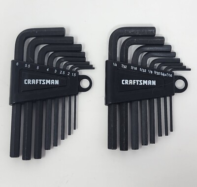 New CRAFTSMAN SHORT ARM 16pc SAE & METRIC Allen Hex Key Sets | eBay
