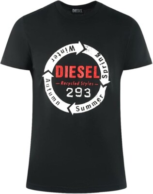 Diesel Tee Diego Graphic Logo Top Black Crew Neck Short Sleeve Men's T ...
