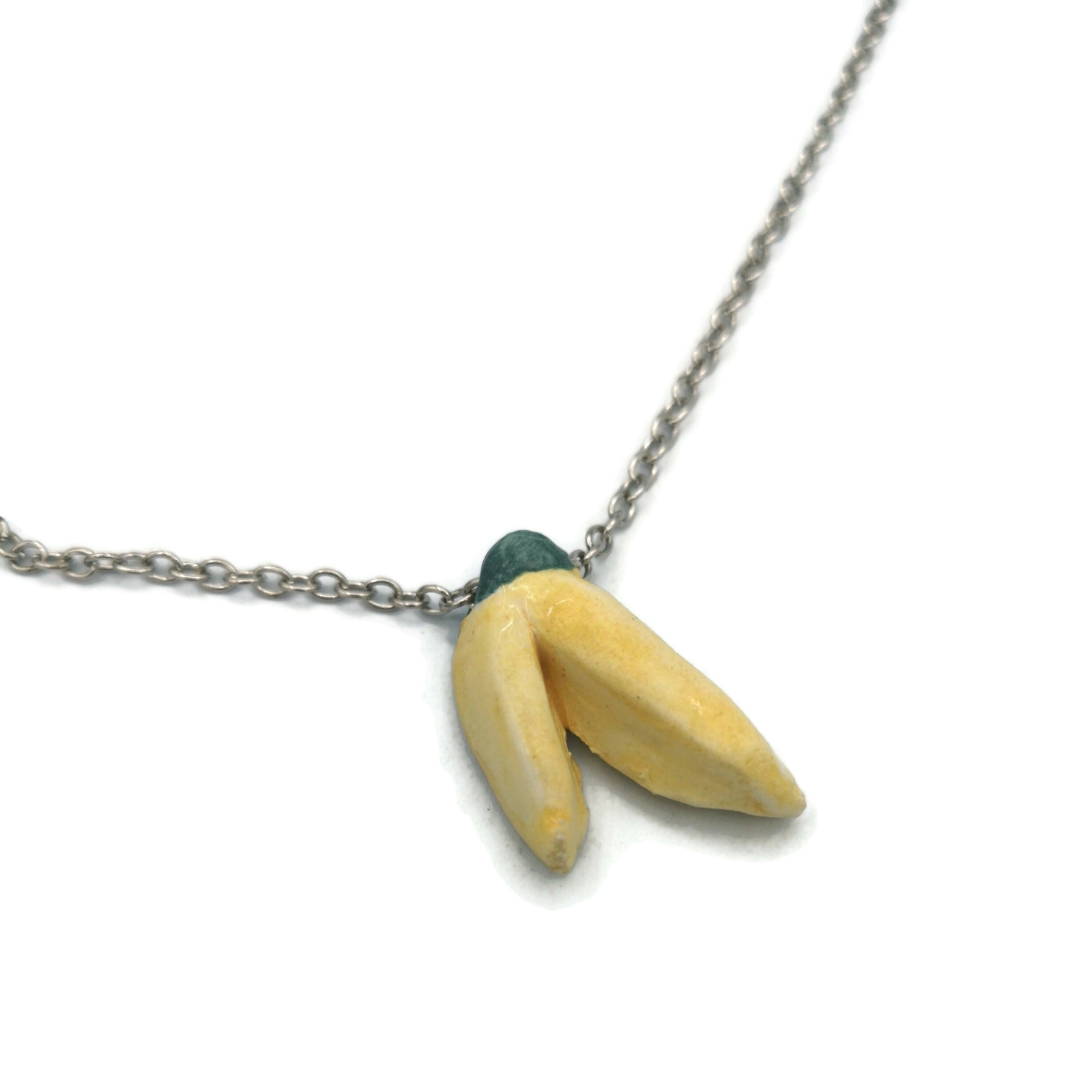 Banana Choker Necklace Pendant For Women, Short Chain Artisan Ceramic ...