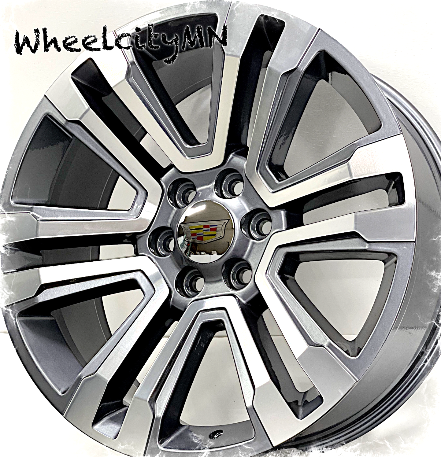 22" gunmetal machine 2019 Cadillac Escalade OE replica 5822 wheels 6x5 ...