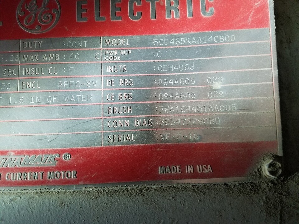 400 HP DC General Electric Motor, 340 RPM, 4677 Frame, DPFV, 500 V Arm ...