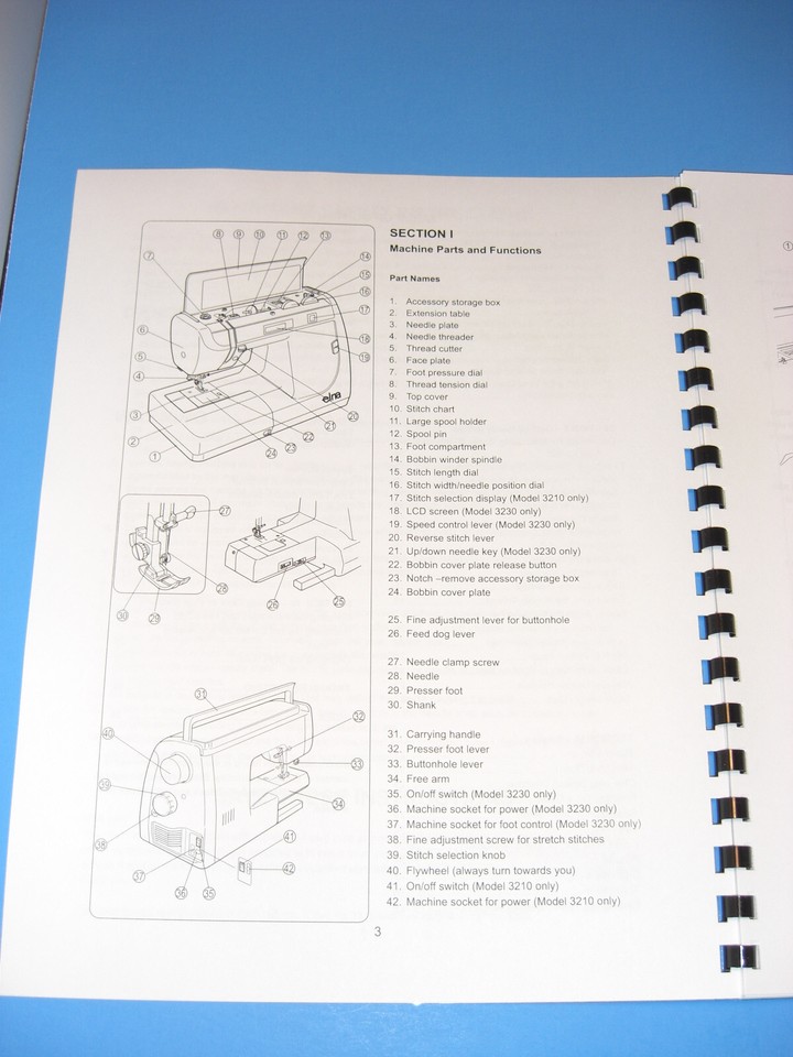 Elna 3210 - 3230 Jeans Sewing Machine Instruction Manual - Printed | eBay