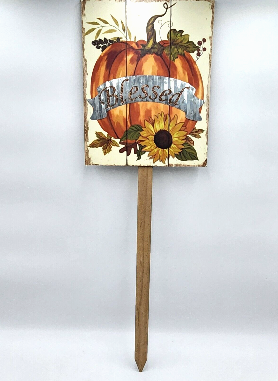 Fall Yard Sign Stake Rustic Wooden Blessed Autumn Pumpkin Sunflower ...