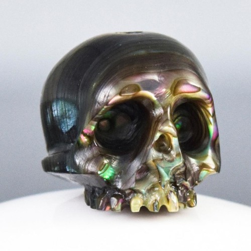 11.67mm Human Skull Bead Hand Carved Paua Abalone Shell Vertical ...