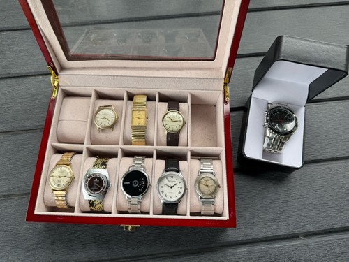 Lot Of 9 Vintage/Antique Watches (Solar, Enicar, Bulova, Elgin, Etc ...