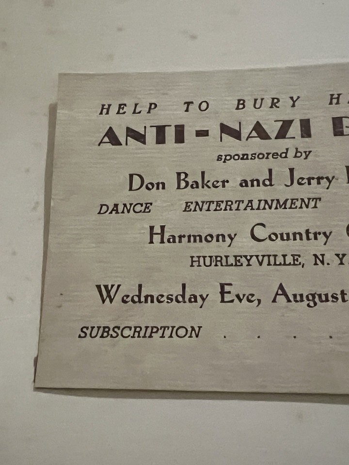 1938 Anti-Hitler World War Two Benefit Ticket Stub Anti-Nazi Ball ...