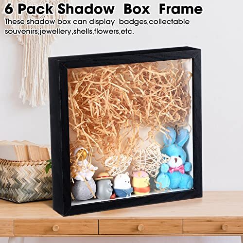 6 Pieces 8 x 8 Inches Shadow Box Frame Black Wood Shadow Boxes Display Cases, | eBay
