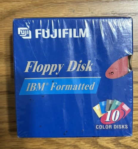 Fujifilm Floppy Disk 2HD IBM 3.5” Color Formatted Disks 10 Pack Sealed ...