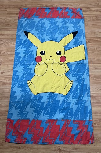 VINTAGE NINTENDO POKEMON HUGE PIKACHU COLORFUL BEACH POOL BATH TOWEL ...