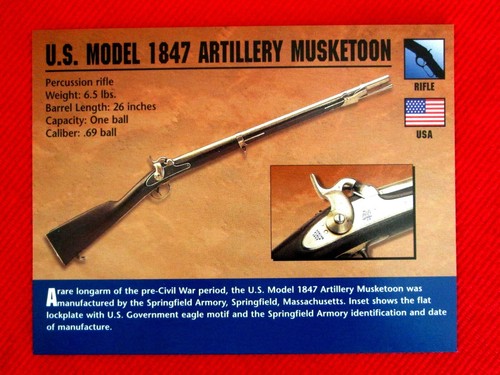 U.S. Model 1847 Artillery Musketoon Rifle Classic Firearms Photo Card u ...