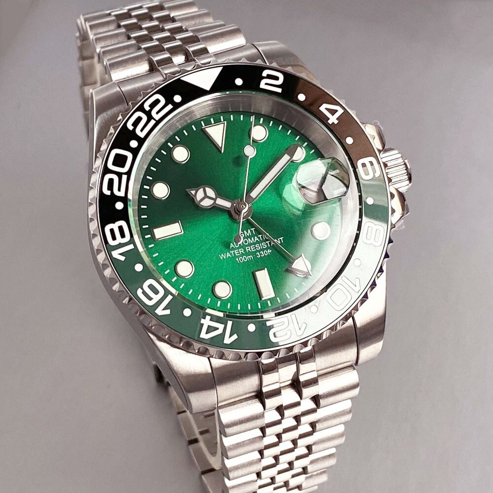 Green Dial Lume NH34 GMT 200M Dive Automatic Men Watch Sapphire Ceramic ...