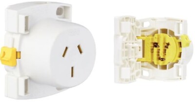 2x HPM SURFACE SOCKET QUICK CONNECT 43x60x65mm 10A 240V 3-Pin Flat ...