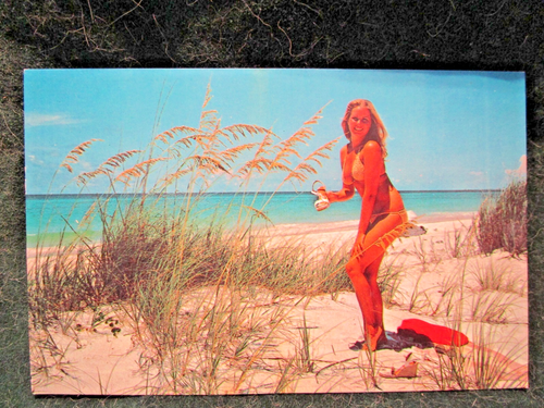 Pretty Blonde Girl in Bikini on Beach in Florida Postcard | eBay
