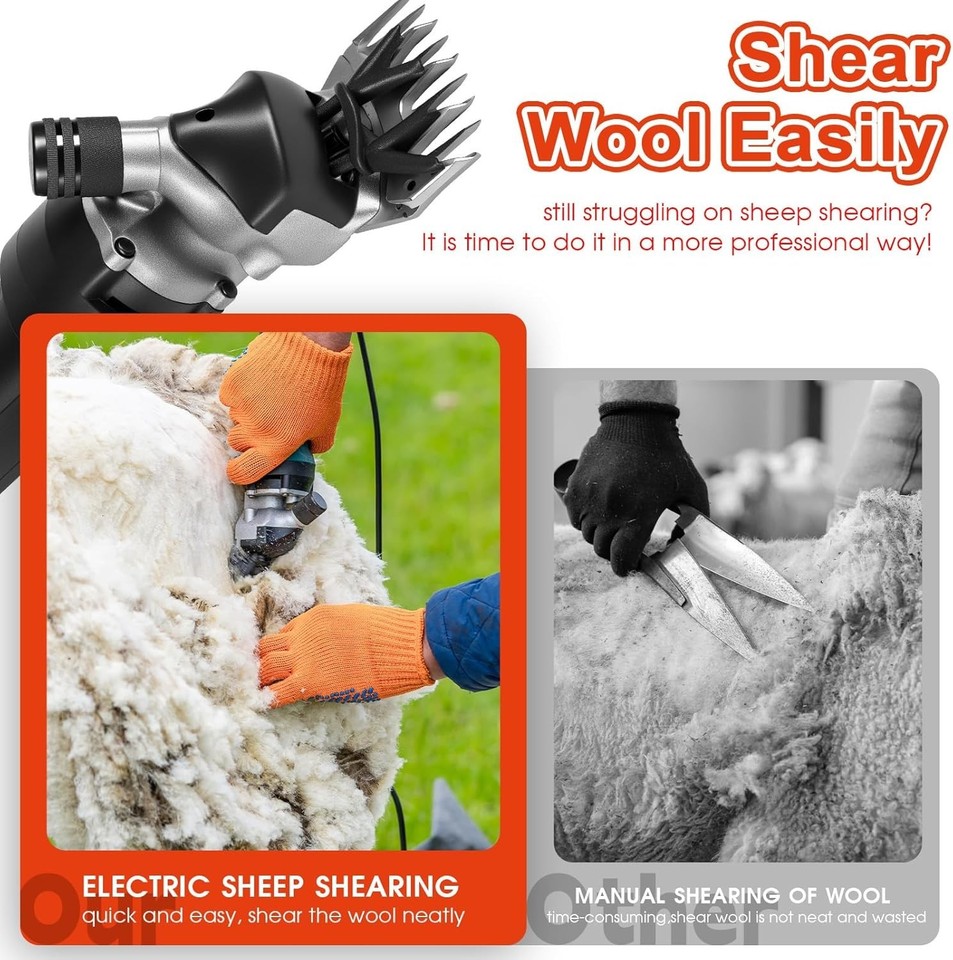 Sheep Shears, 690W Professional Electric Sheep Shearing Clippers, 6 ...