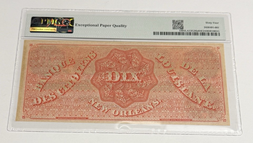 Citizens Bank of Louisiana - DIX Remainder Note - $10 186x (1860s) PMG ...