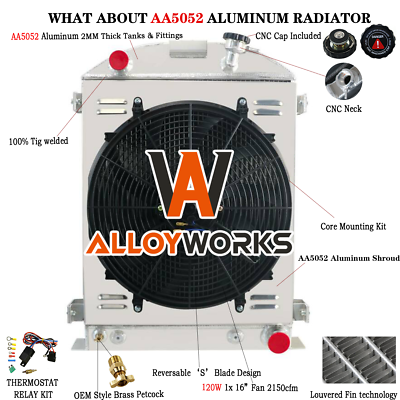 3 Row Radiator Shroud Fan For 1930-38 1932 FORD Model HIGH BOY COUPE ...